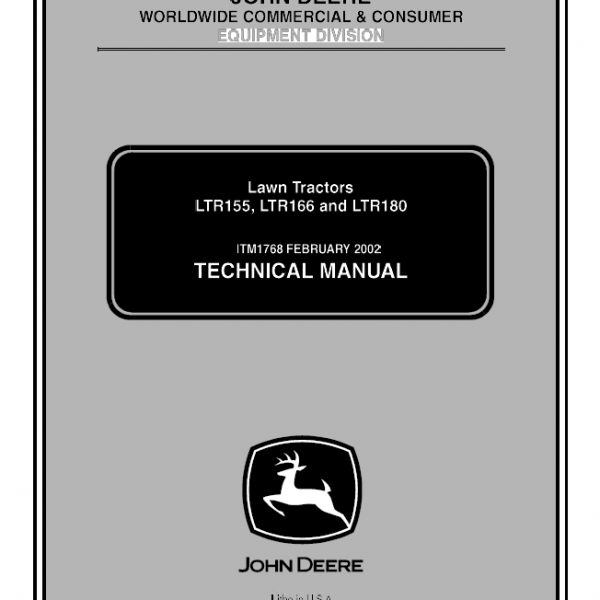 John Deere Ltr155 Ltr166 Ltr180 Lawn Tractor Technical Service Manual