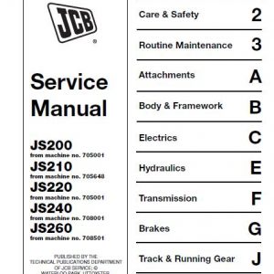 Jcb 3cx 1400b 1550b 1700b 200 Series Backhoe Loader Service Manual